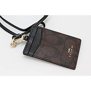 Coach Signature PVC Lanyard ID Badge Card Holder (Brown/Black)