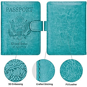 WALNEW Passport Holder Cover Case RFID Passport Travel Wallet, Blue