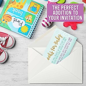 Hadley Designs - Books For Baby Shower Request Cards - Baby Shower Guest Book Alternative, Bring A Book Instead Of A Card, Baby Shower Book Request For Girls - 25 Pieces