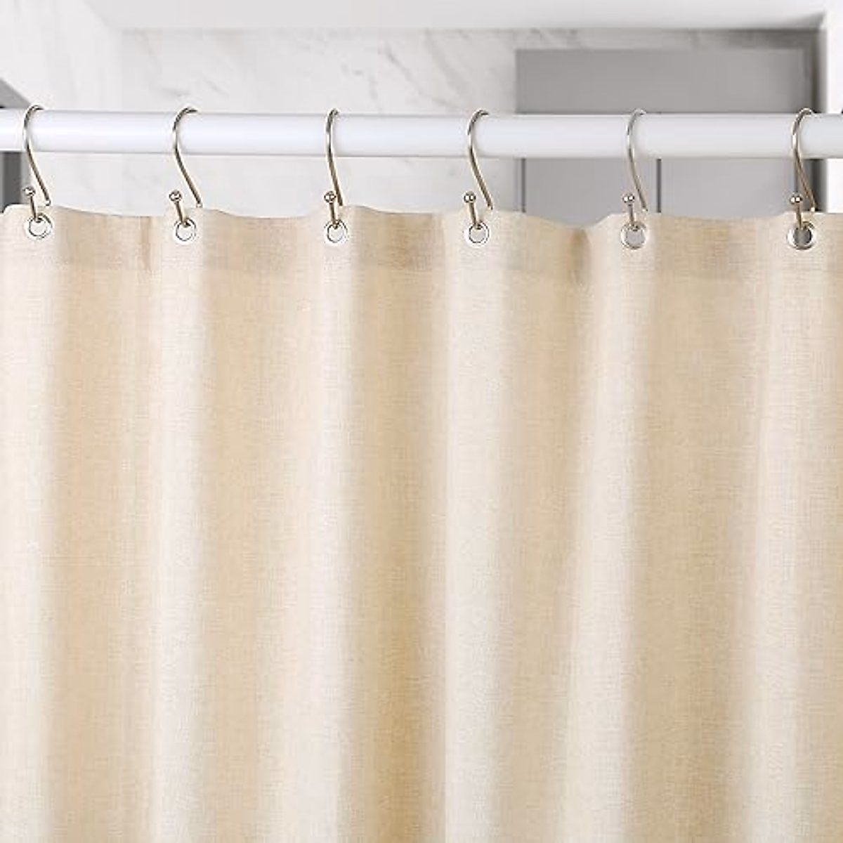 OEH Shower Curtain Hooks, 12 Pcs Shower Curtain Rings, Anti-Fall Metal Nickel Shower Curtain Hooks, S-Shaped Rust Proof Shower Curtain Hooks Rings for Shower Curtain, Bathroom, Matte Nickel