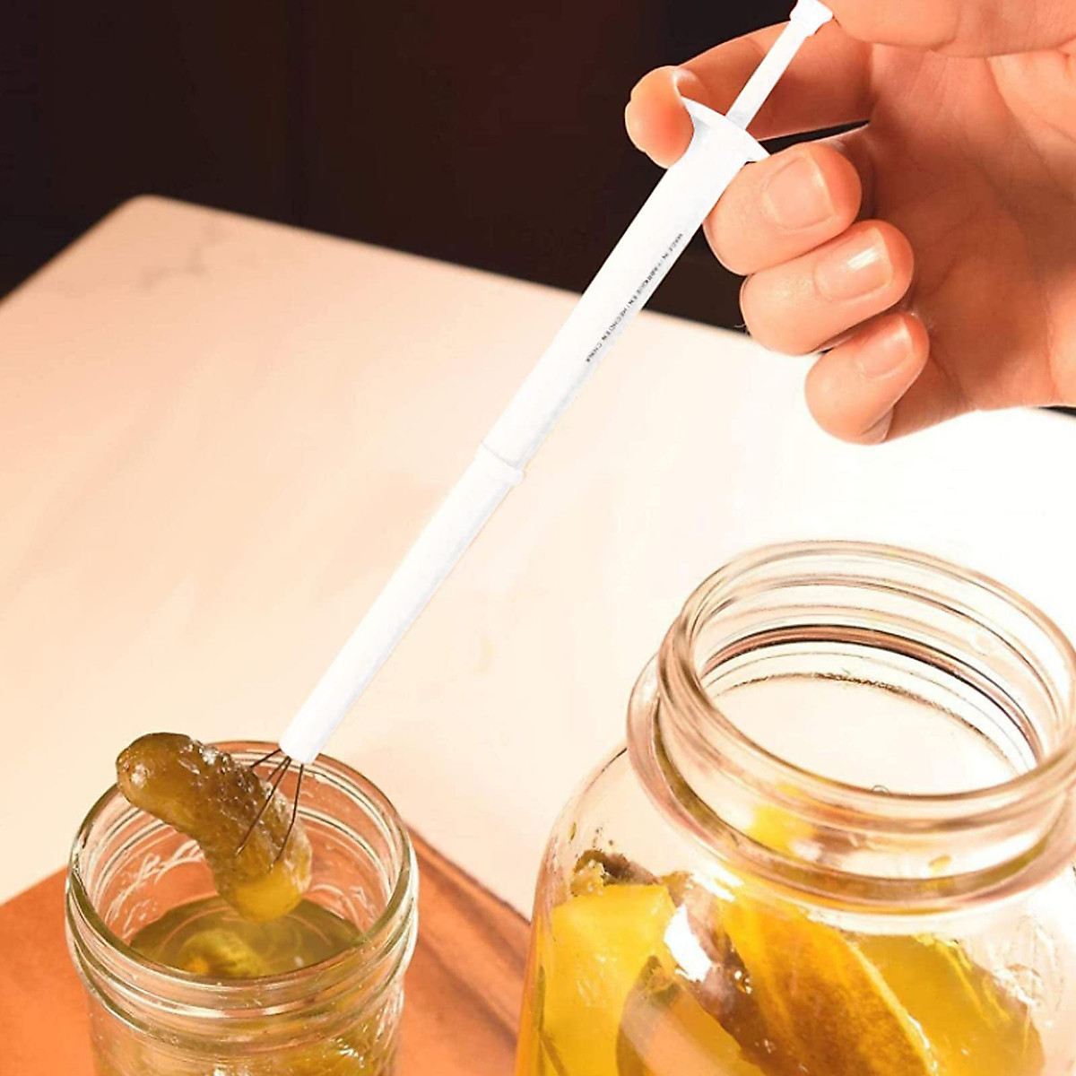 Pickle Pincher, Multifunctional Pickle Grabber Fork Flexible Olive Pepper Kimchi Food Grabber Gripper Picker Serving Fork for Jar