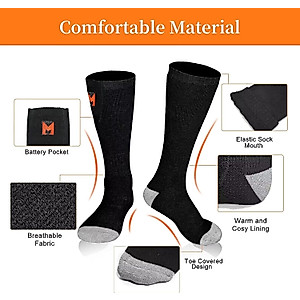 Heated Socks for Men, Battery Heated Socks, Electric Heating Socks for Men Women Camping Fishing Cycling Skiing Skating Hunting Hiking (Black)