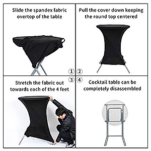 Obstal Cocktail Table Covers Stretch Spandex Black Cocktail Table Cover Cloth for Wedding, Banquet and Party (30"-32" Diameter x 42" Height,1Pc)
