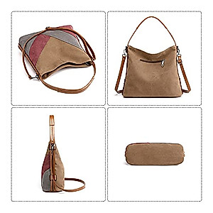 NOTAG Hobo Handbags for Women Canvas Purses and Handbags Large Casual Shoulder Bags with Removable Shoulder Strap (Coffee)