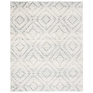 SAFAVIEH Adirondack Collection Area Rug - 9' x 12', Ivory & Light Blue, Modern Diamond Distressed Design, Non-Shedding & Easy Care, Ideal for High Traffic Areas in Living Room, Bedroom (ADR131T)