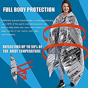 RAINPOH Emergency Mylar Thermal Blanket 82 * 64 in(10 Pack), Gigantic Space Blanket, Survival Blankets Heavy Duty Camping Gear, First Aid, Silver