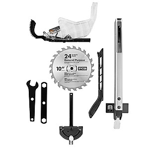 Ryobi 10 in. Portable Table Saw with Rolling Stand with a Powerful 15 Amp Motor and Onboard Storage, Ideal for Woodworking, Home Repair and Renovation Projects