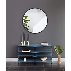 Umbra Hub 37” Round Wall Mirror with Rubber Frame, Modern Decor for Entryways, Washrooms, Living Rooms Inch, Black