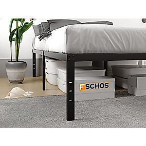 FSCHOS King-Size Bed-Frame / 18 Inch Metal Platform Bed Frame King/Reinforced Steel Slats Support/Heavy Duty Mattress Foundation/No Box Spring Needed/Easy Assembly/Noise Free/Black