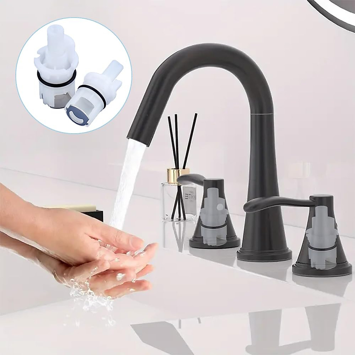 4PCS RP25513 Faucet Stem Assembly for Various Two Handle Faucet Repair Kit, Includes RP24096 Cartridge RP4993 Seat and Spring RP24097 Turn Stop1/4