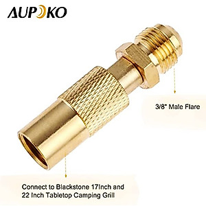 Aupoko 3/8 Propane Elbow Adapter Fitting, Fits for 17 Inch and 22 Inch Black Stone Tabletop Grill or Portable Gas Griddle Connect RV Trailer Extension Hose