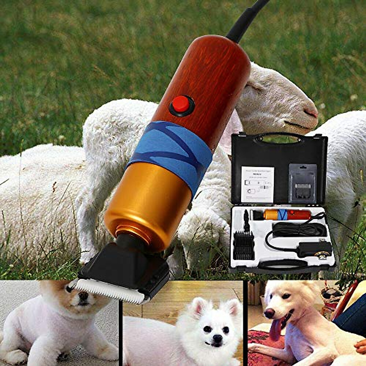 Dog Clippers Electric Sheep Shears for Dogs, Sheep Clippers Kit with Extra Blades Farm Supplies for Dogs Sheep Horse Goat Rabbits Mules