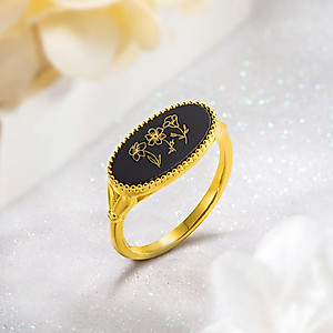 Dearlovey Personalized Birth Flower Ring for Mom/Wife