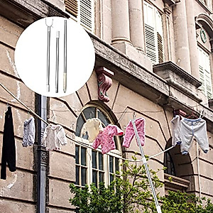 DOITOOL Clothesline Long Reach Pole Aluminium Alloy Closet Reacher Pole with Hook Adjustable Clothes Rod Clothesline Fork, High Reach Garment Hook Sturdy Clothesline Pole Curtain Pull Rod