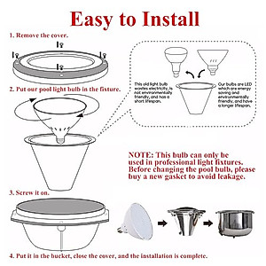 JONAS C 120V Pool Light Bulb for In ground Pool, LED 45W RGB Color Changing Swimming Pool Light Bulb with Remote Control, E26 Replacement Pool Light Bulb for Pentair Hayward Series