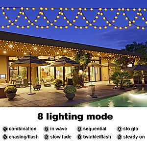 DANLI Christmas Decorations 380 LED Christmas Lights 8 Modes Half-Round Extenable String Lights for Xmas New Year Patio Yard Indoor Outdoor Decorative(Warm White)