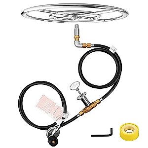 EXCELFU LP Propane Gas Fire Pit Stainless Steel Burner Ring Installation Kit, 12 inch