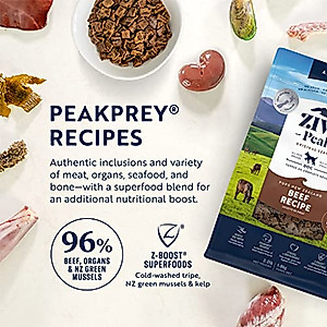 ZIWI Peak Air-Dried Dog Food – All Natural, High Protein, Grain Free and Limited Ingredient with Superfoods (Beef, 2.2 lb)