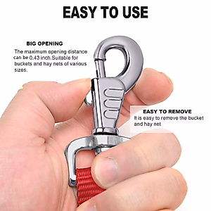 Rosemarie Horse Bucket Strap Hangers,Horse Suppliers Adjustable Nylon Straps up to 700 lbs for Hay Nets, Water Buckets,Hanging-Pratical and Easy Use(4 Pack) (Red)