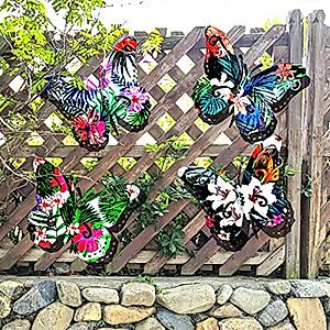 Ygreenparty 4 Pieces Metal Butterfly Wall Art Decor Colorful Butterfly Hanging Wall Sculpture Garden Wall Decor for Bedroom Living Room Office Indoor Outdoor Boho Decor
