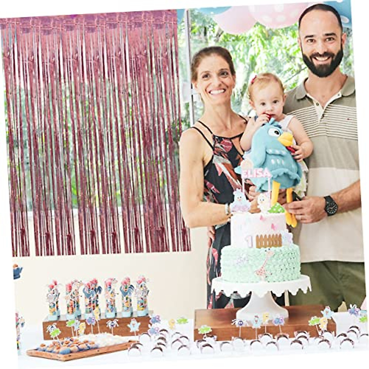 Abaodam 8 pcs rain Curtain Prom Photo Props Baby Decor Tinsel Backdrop Curtain Party Supplies Birthday Decorations Backdrop Curtains Tassel Rose Gold Metal Wreath Decorate The pet