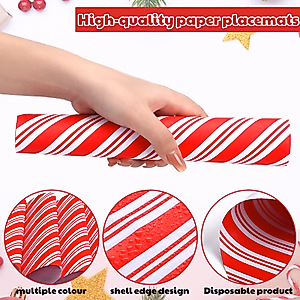Umigy 60 Pcs Christmas Candy Dinner Paper Placemats 10.24 x 14.57 Inch Christmas Placemats Disposable Placemats Christmas Paper Placemats for Christmas Kitchen Dinner Party Supplies