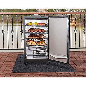 Electric Smoker Mat，Premium Oven Protective Mat—Protects wooden floors and outdoor terraces,Absorbent Material-Contains Smoker Splatter，Anti-Slip and Waterproof Backing，Washable (36" x 46")