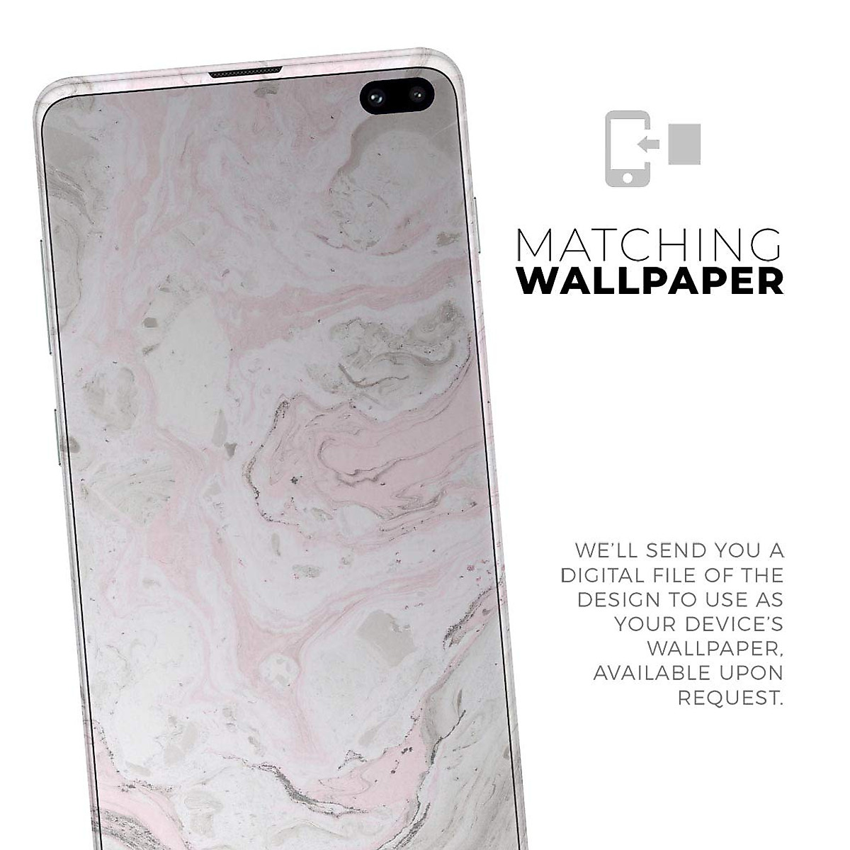 DesignSkinz Mixtured Pink and Gray v4 Textured Marble Protective Vinyl Decal Wrap Skin Cover Compatible with The Samsung Galaxy S20 (Screen Trim & Back Glass Skin)