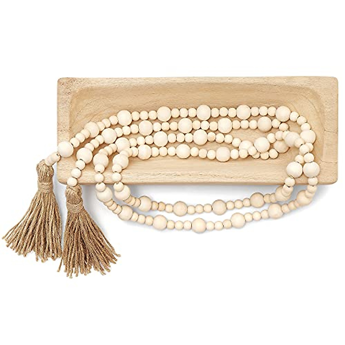 Warm Toast Designs - Wooden Dough Bowl with Stylish Wooden Bead Garland - Dough Bowls for Decor - Wooden Bowls for Decor Make a Beautiful Addition to your Home