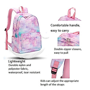 Galaxy Prints 3Pcs Girls Backpack Set Preschool School Bag for Toddlers with Lunch Box Teens Bookbag for School