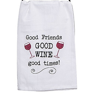 Kay Dee Designs Good Wine Krinkle Flour Sack Towel with Glitter Dye