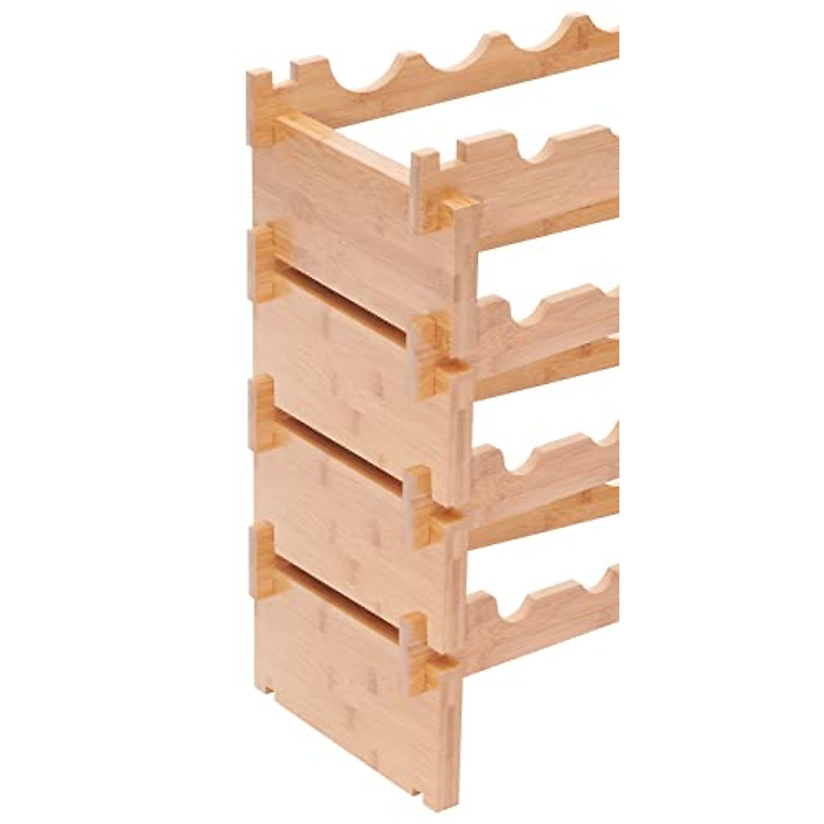 Modular Stackable Bamboo Wooden Wine Rack; Easy to Assemble & Add Levels; Bottles Rest Slanting Downwards to Keep Corks Moist; for Kitchen, Pantry, Cellar Storage (24 Bottle Capacity, 6 x 4 Rows)