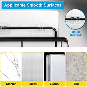 Rivisotamy 4 Pack Shower Organizer Caddy Sets with 22 Hooks, Bathroom Organizers and Storage Essentials, Shower Shelves with Dish Soap Holder & Toothbrush Holders, Rustproof Stainless, Black…