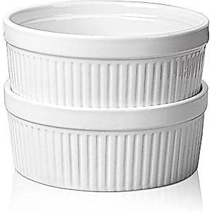 Delling Large Ramekins 32 Oz Oven Safe/Soup Bowls, 1 Quart Serving Bowls Ceramic Round for Baking, Salad, Pasta, Creme Brulee, Souffle Dish, Pot Pie