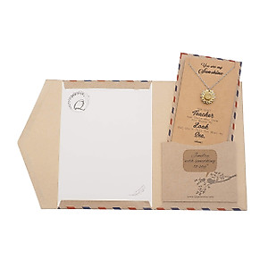 quan jewelry Sunflower Necklace for Teacher with Inspirational Greeting Card (Two Tone)