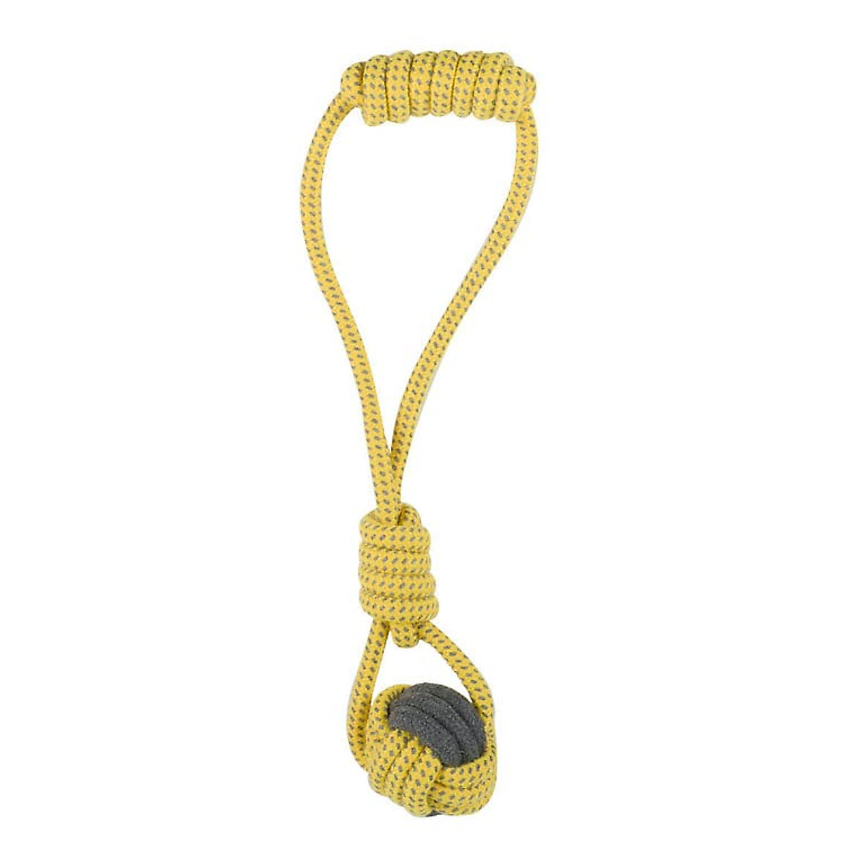 ALLUM Dog Rope Toys with Knotted Ball and Handle - Interactive and Stimulating Dog Toys & Puppy Toys - Dog Toys for Boredom - Ball on Rope (Yellow)