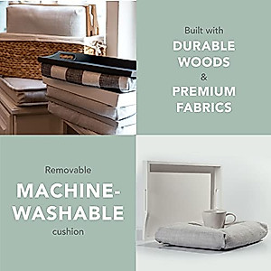 Rossie Home Wood Bed Tray Lap Desk with Detachable Cushion, Serving Tray - Soft White - Fits up to 15.6 Inch Laptops - Style No. 76101