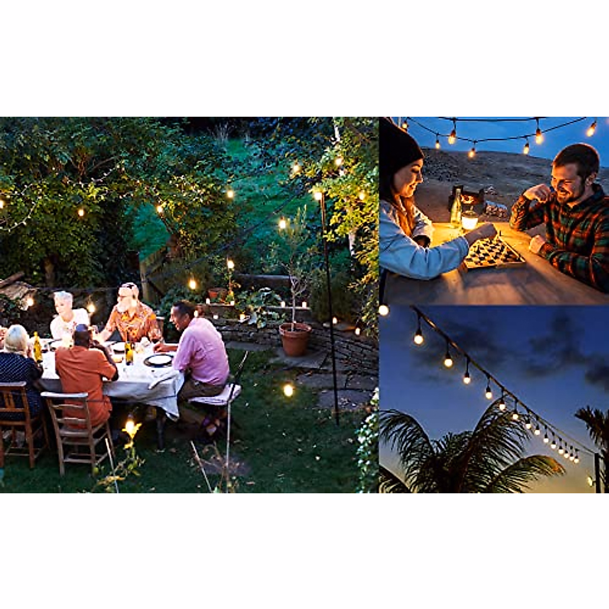 Anxbbo LED Outdoor String Lights, 48FT Patio Lights with 16 Edison Shatterproof Bulbs, UL Listed Heavy-Duty Commercial Grade Strand, Linkable Waterproof Hanging Lights for Outside Deck Backyard Garden