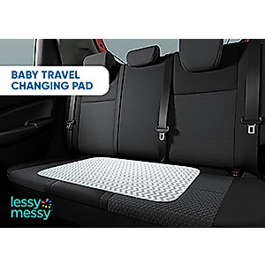 Lessy Messy Diaper Changing Mat - Travel Changing Pad-The Only Baby Changing Mat That is Washer Dryer Safe Portable Changing pad for Baby Extra Large Wipeable Changing pad (Grey)