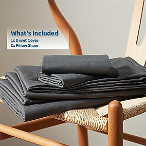 Nestl Grey Duvet Cover Queen Size - Soft Double Brushed Queen Duvet Cover Set, 3 Piece, with Button Closure, 1 Duvet Cover 90x90 inches and 2 Pillow Shams