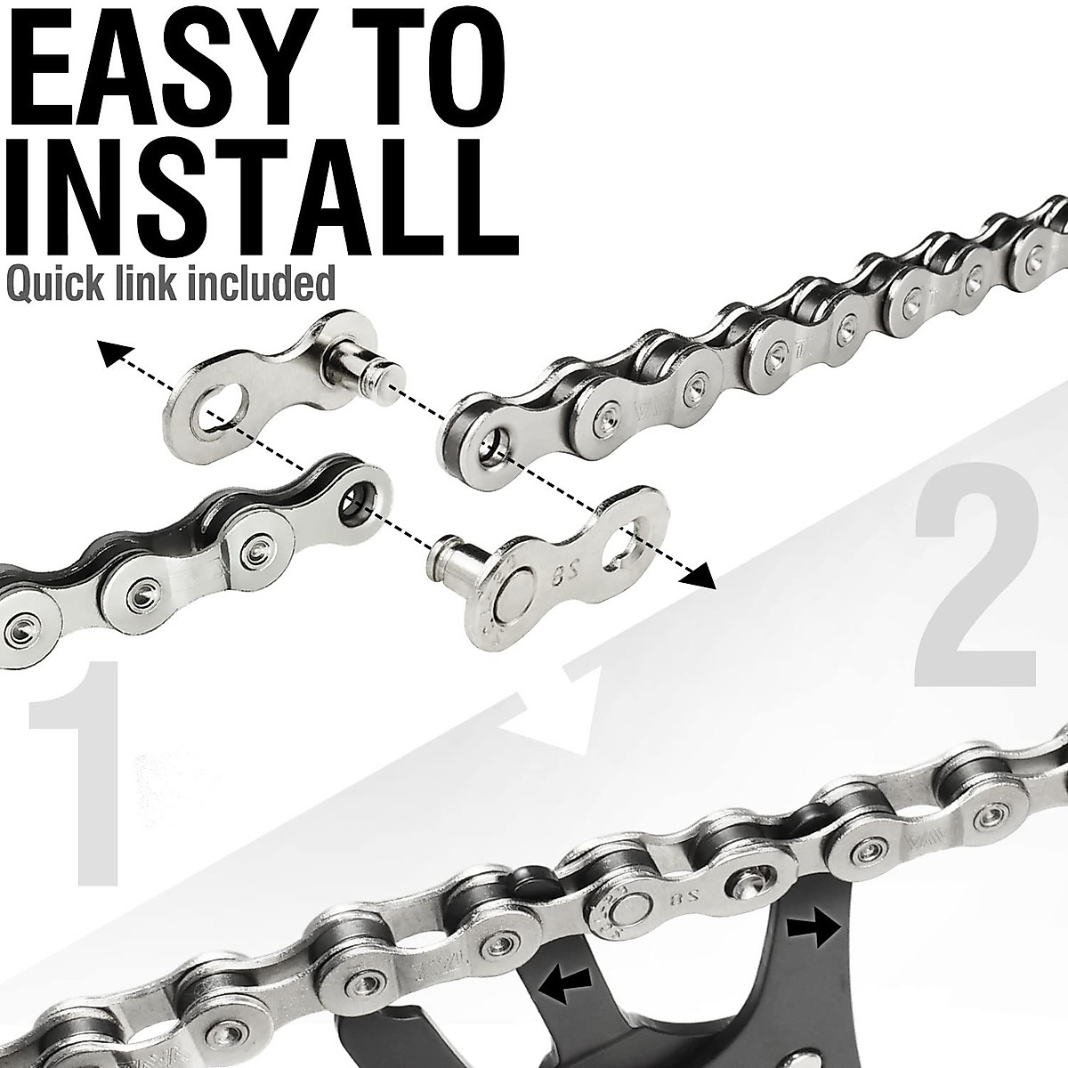 MARQUE 6/7/8 Speed Bike Chain - Bicycle Chain for Road & Mountain Bike, Quick Link Included for Easy Installation, 1/2 x 3/32 inch, 116 Links - MTB Chains Replacement (6/7/8 Speed Chain, 1 Set)