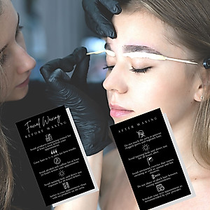 Facial Waxing Before & After Instruction Card | 50 Pack | 2x3.5” in Business Card | Waxing Supplies | Facial Waxing Instructions Cards for Estheticians Using Hard or Soft Wax | Black and White Design