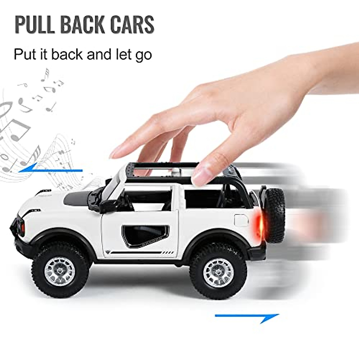 ARMSKY Toy Trucks 1:24 Scale Metal Model Die-cast Hobby Toy Cars Gifts for Boys Girls and Adults Bronco Car Lovers Collection, White