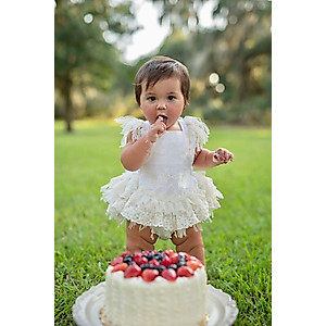 Yonune Newborn Infant Baby Girl Romper Bodysuit Jumpsuit Outfits Lace Romper Ruffle Sleeveless Backless Tutu Dress Clothes