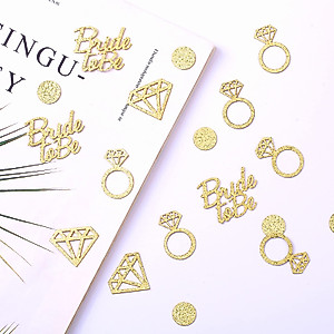 Bridal Shower Decorations 300pcs Table Glitter Confetti for Engagement Party Decor Bride to be,Diamond,Ring and Circle Gold Paper Confetti for Wedding Bachelorette Party Favors (Gold)