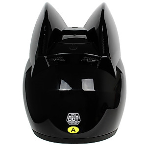 Adult Personalized Cat Ear Motorcycle Helmet,Men and Women Cool Cat Locomotive Motorcycle Full Face Helmet,DOT/FMVSS-218 Certification Standard,Suitable for All Seasons