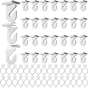 Suwimut 60 Pack Drop Ceiling Hooks for Hanging, White Heavy Duty Ceiling Hooks for Home Office Classroom Wedding Decorations, Metal T-Bar Clips for Suspended Drop Ceiling Tiles