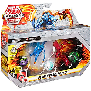 Bakugan Geogan Brawler 5-Pack, Exclusive Hyenix and Insectra Geogan and 3 Collectible Action Figures