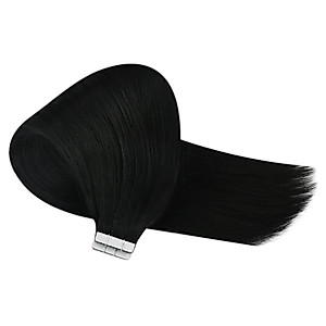 Sunny Hair Tape in Hair Extensions Human Hair Black 22 Inch Hair Extensions Real Human Hair Tape in Extensions Invisible Tape in Human Hair Extensions Seamless Hair Extensions Jet Black 50g 20pcs
