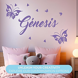 Personalized Name Butterfly Wall Decals I Butterfly Decorations for Girls Room Decor I Baby Nursery Wall Decal I Butterfly Wall Decor for Birthday I Pink Butterfly Wall Decor